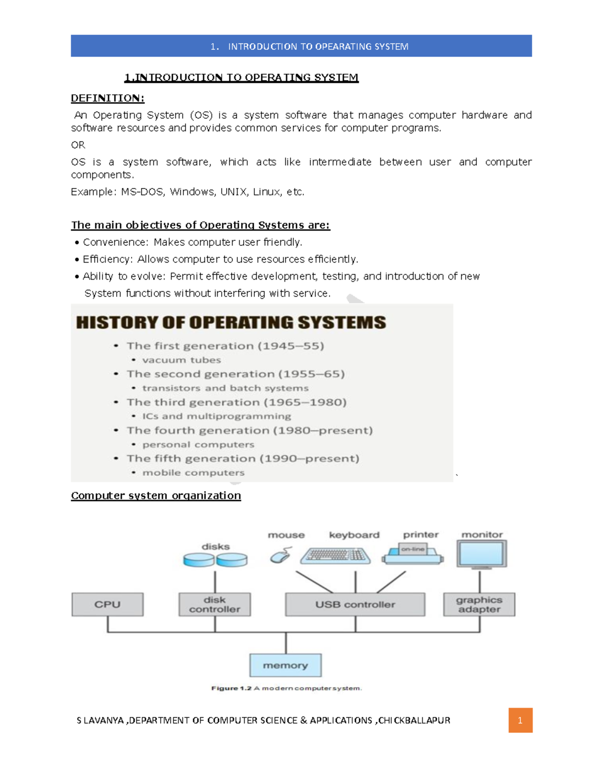 1. Introduction to Operating Systems: Concepts and Evolution - Studocu