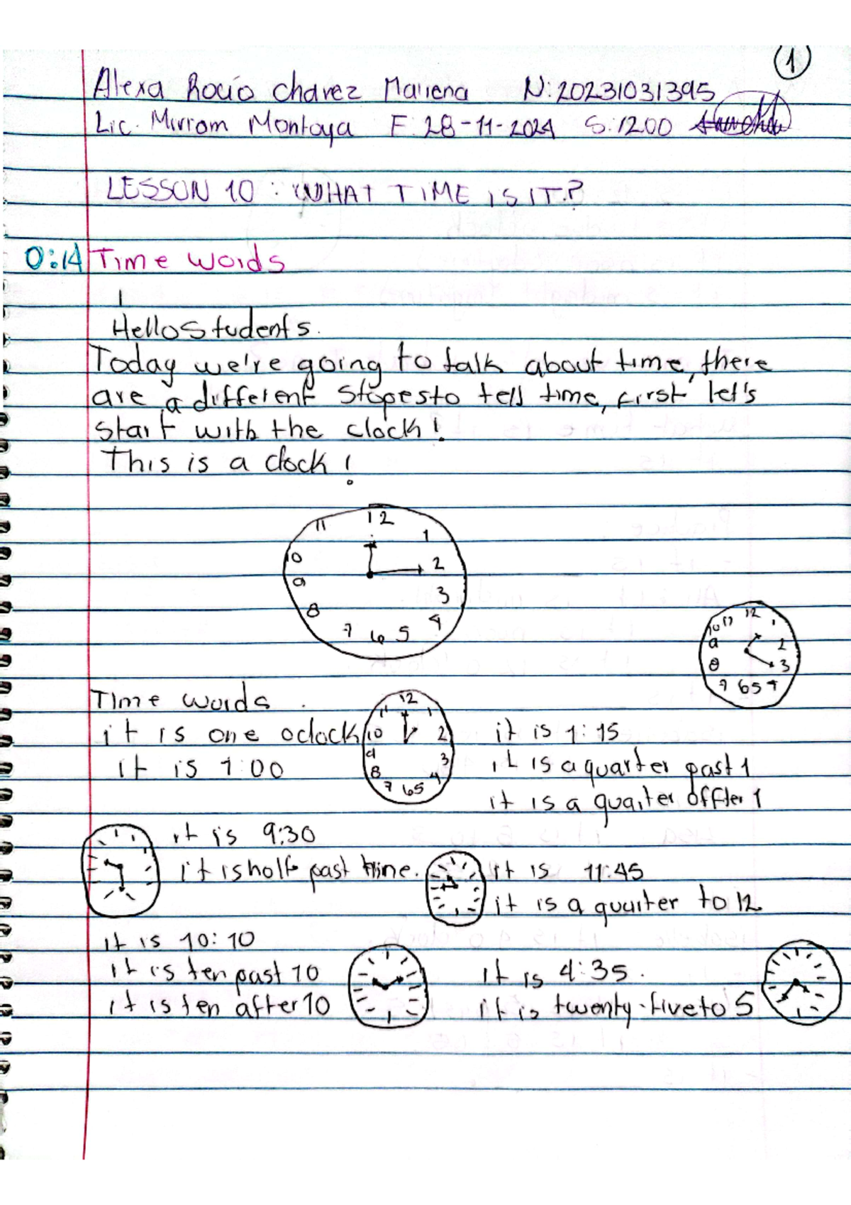 Lesson 10 Actividad 37 - 1 Alexa Rocio charez Mariena N: 20231031395 ...