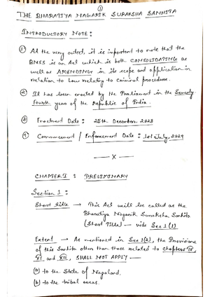 BNSS Notes VBS - Mrs. SUJATHA CRIMINAL LAW II BHARATIYA NAGARIK ...