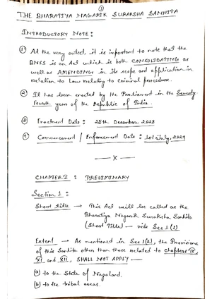 BNSS Mid-Sem 2024 Notes - Bharatiya Nyaya Suraksha Sanhita 2023 – Notes ...