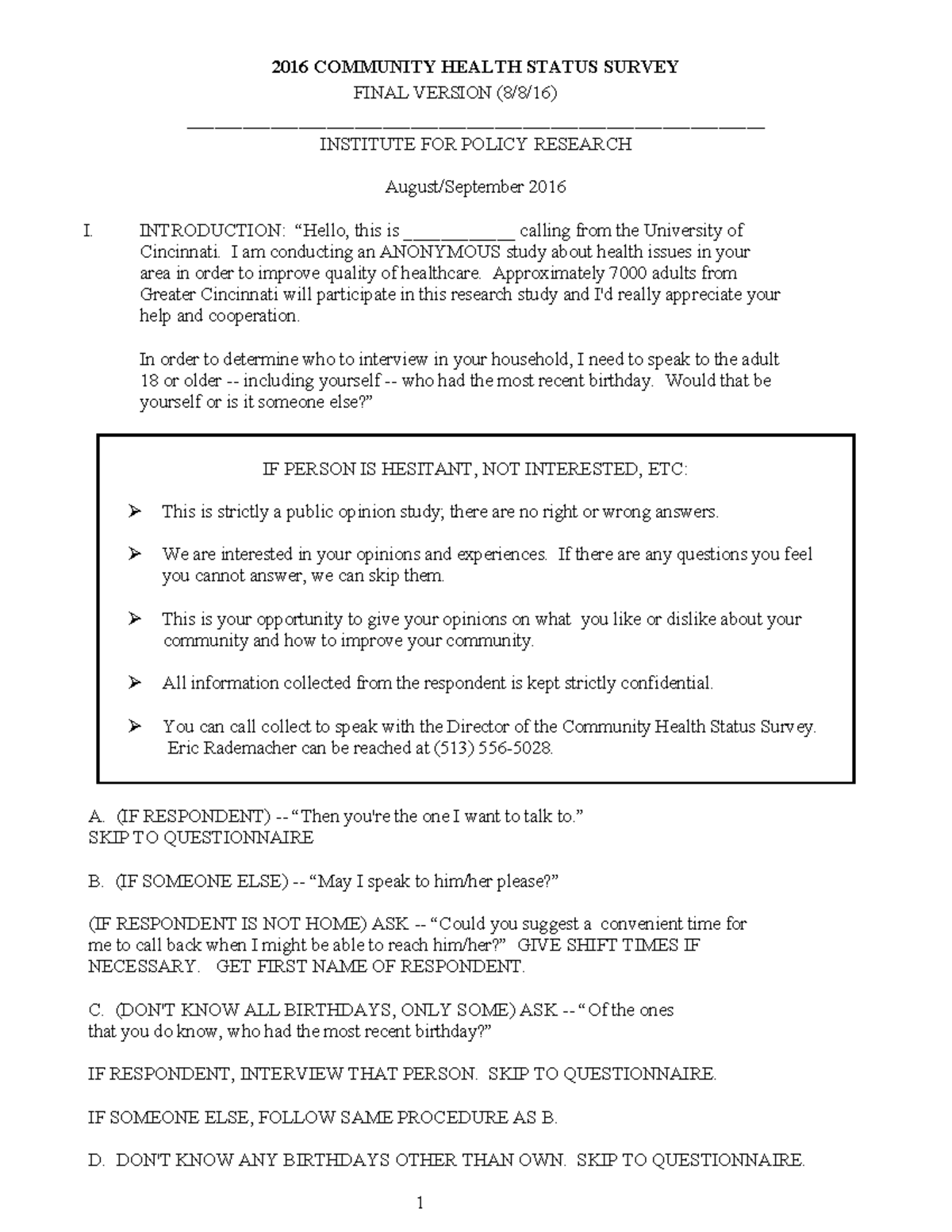 2016 Community Health Status Survey Final Version - CHSS 16 - Studocu