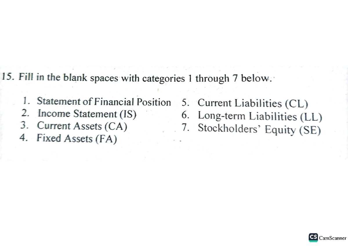 CS Assignment - Understanding Financial Statements and Position ...