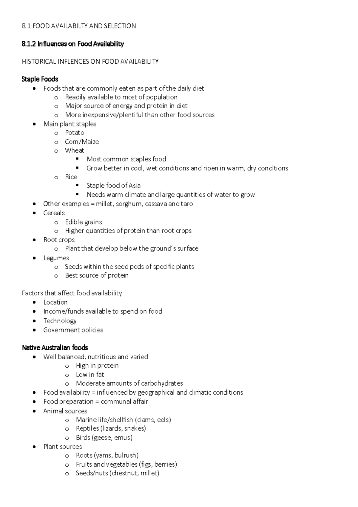 8.1 Food Availability & Quality: Influences and Factors Affecting ...