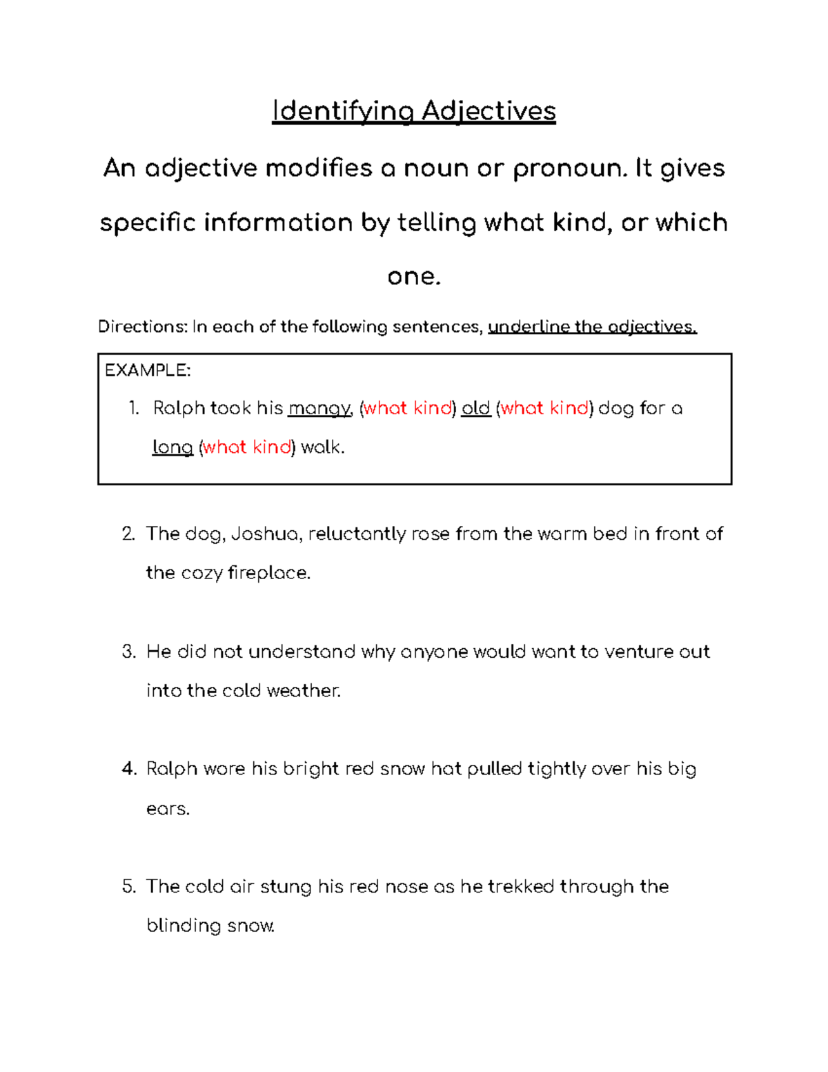 Identifying Adjectives: Modifiers in Sentences Analysis - Studocu