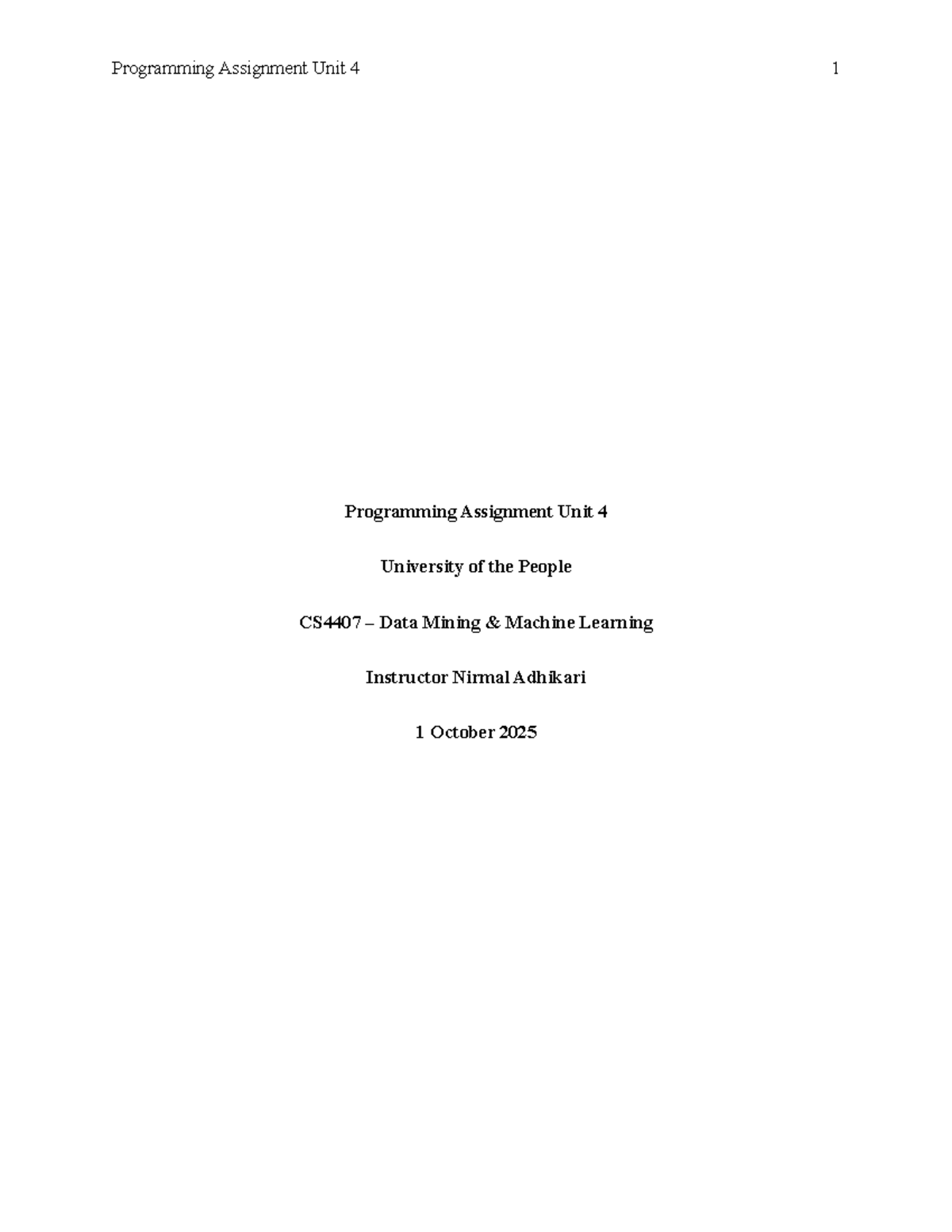 CS4407 Programming Assignment Unit 4: KNN Classification Analysis - Studocu