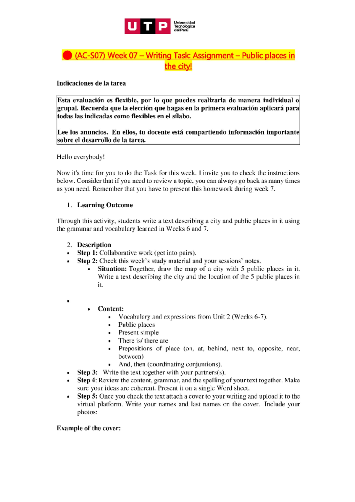 (AC-S07) Week 07 Writing Task Assignment: Public Places in the City ...