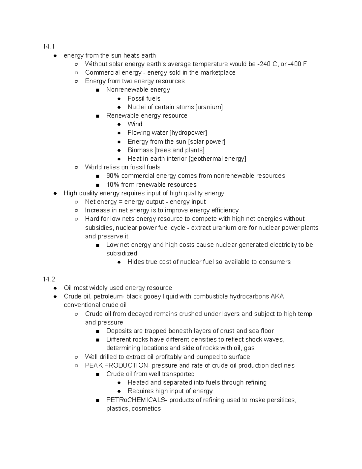 Chapter 14 Notes: Energy Sources and Their Impacts - Studocu
