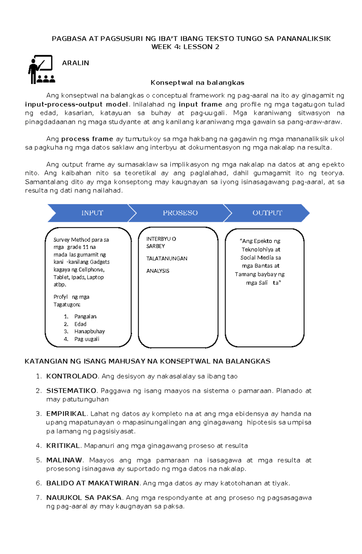 WEEK 4 Lesson 2 - PAGBASA AT PAGSUSURI NG IBA'T IBANG TEKSTO TUNGO SA ...