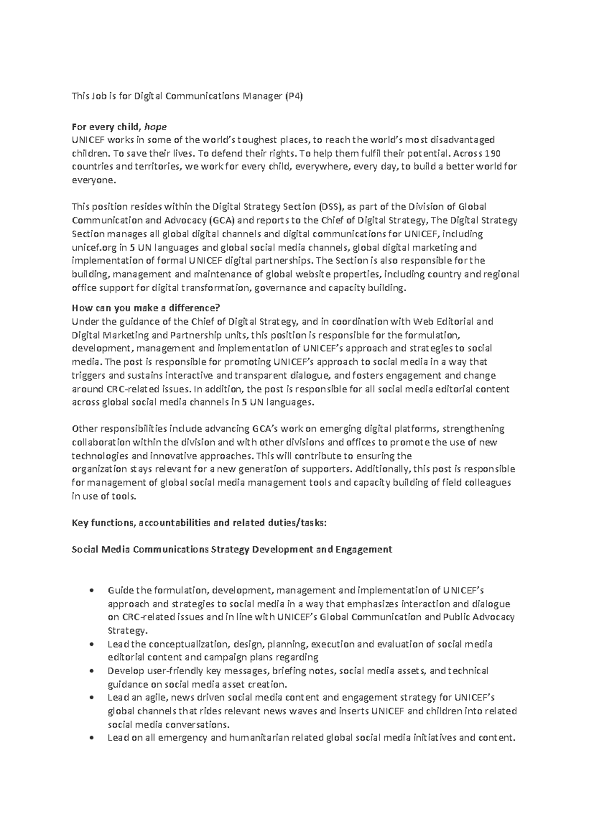 Digital Communications Manager Role & Responsibilities (P4) - Studocu