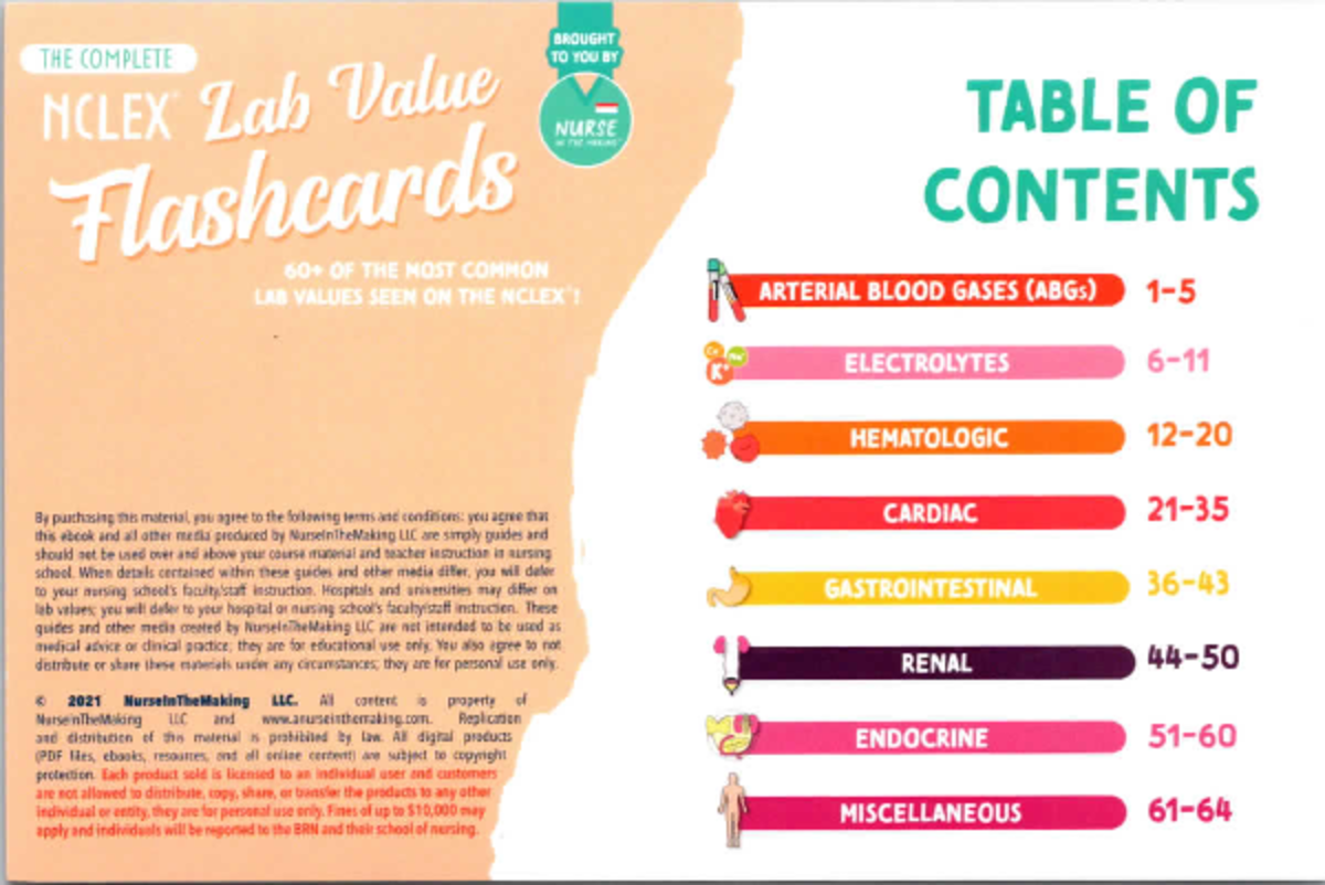 Lab Value Flashcards - Flash cards to help memorize - BROUGHT THE ...