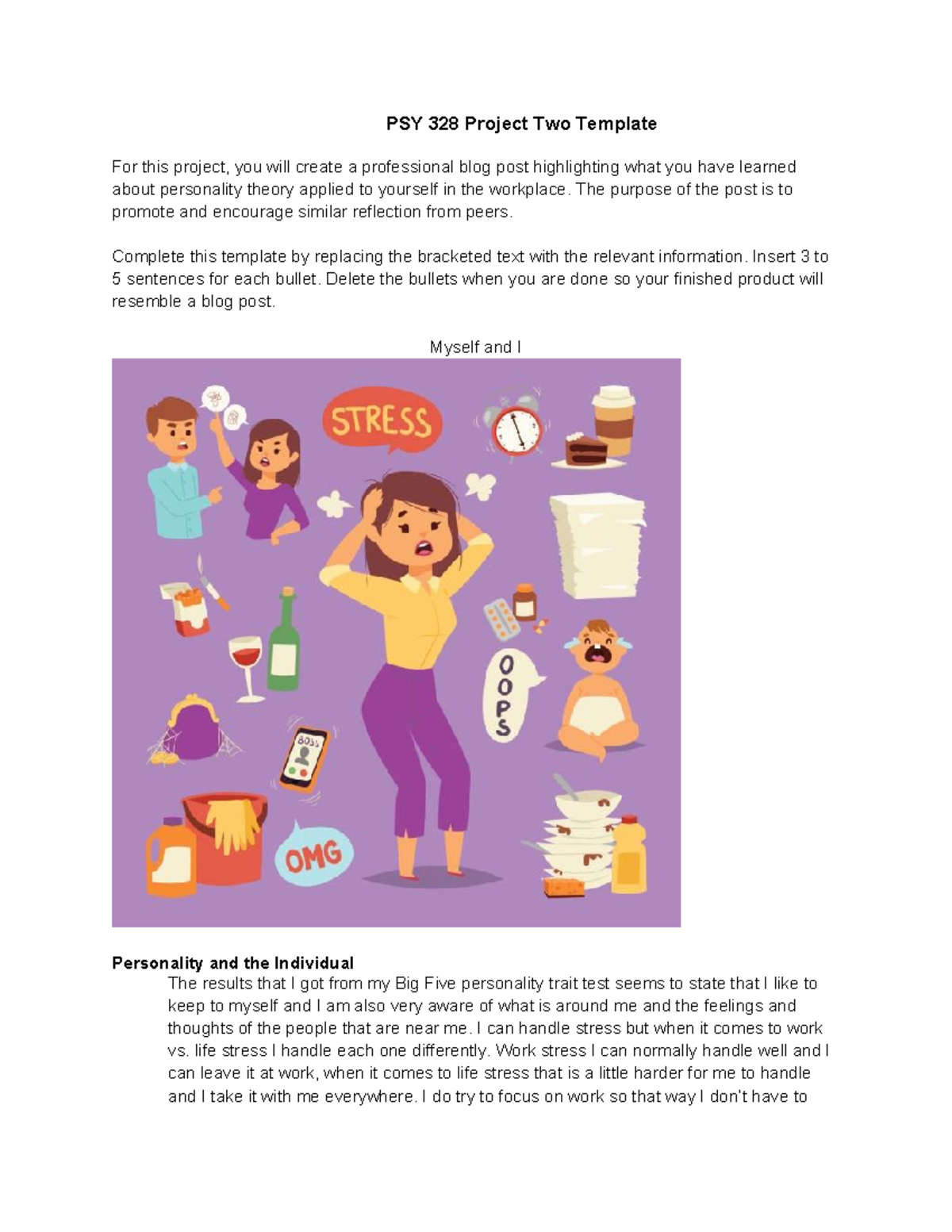 PSY 328 Project Two: Personality Theory Reflection Blog Post - Studocu