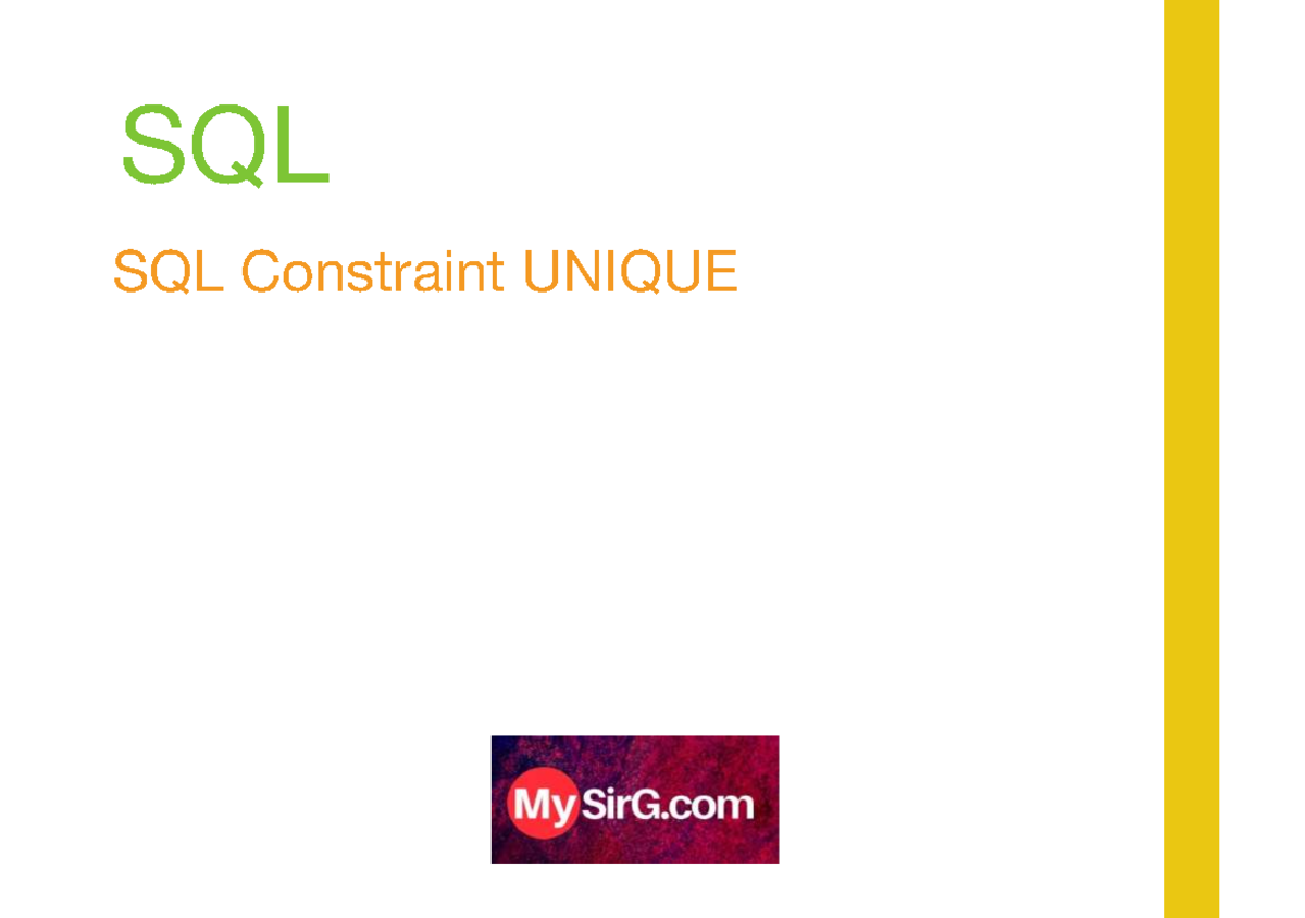 SQL Constraints Overview: UNIQUE, NOT NULL, PRIMARY KEY, and More - Studocu