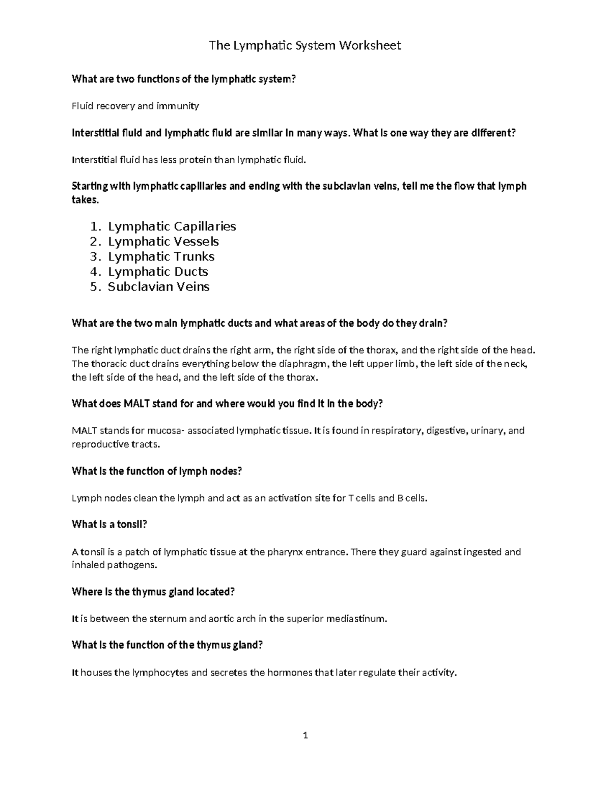 Week 4 Assignment: Functions and Structures of the Lymphatic System ...