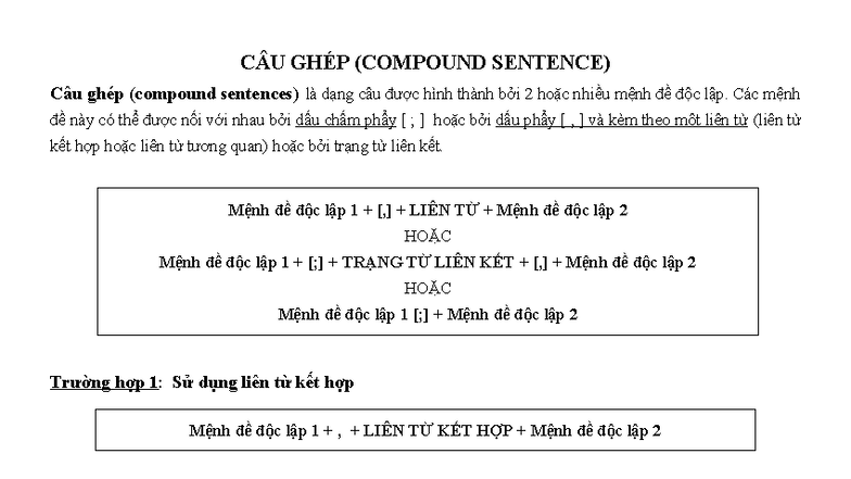 CÂU GHÉP - Compound Sentence - UNIT 3 Notes - Studocu