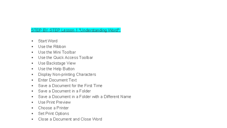 STEP Word Topics - Lecture Notes on Document Formatting and Editing ...