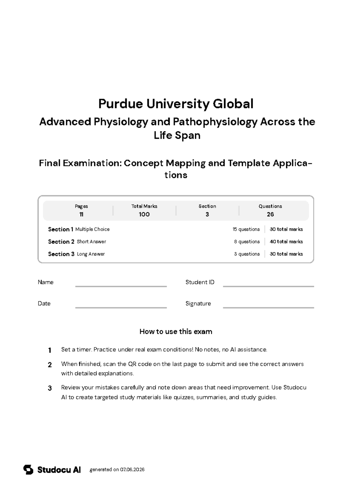 Final Exam: Concept Mapping and Template Applications - Studocu