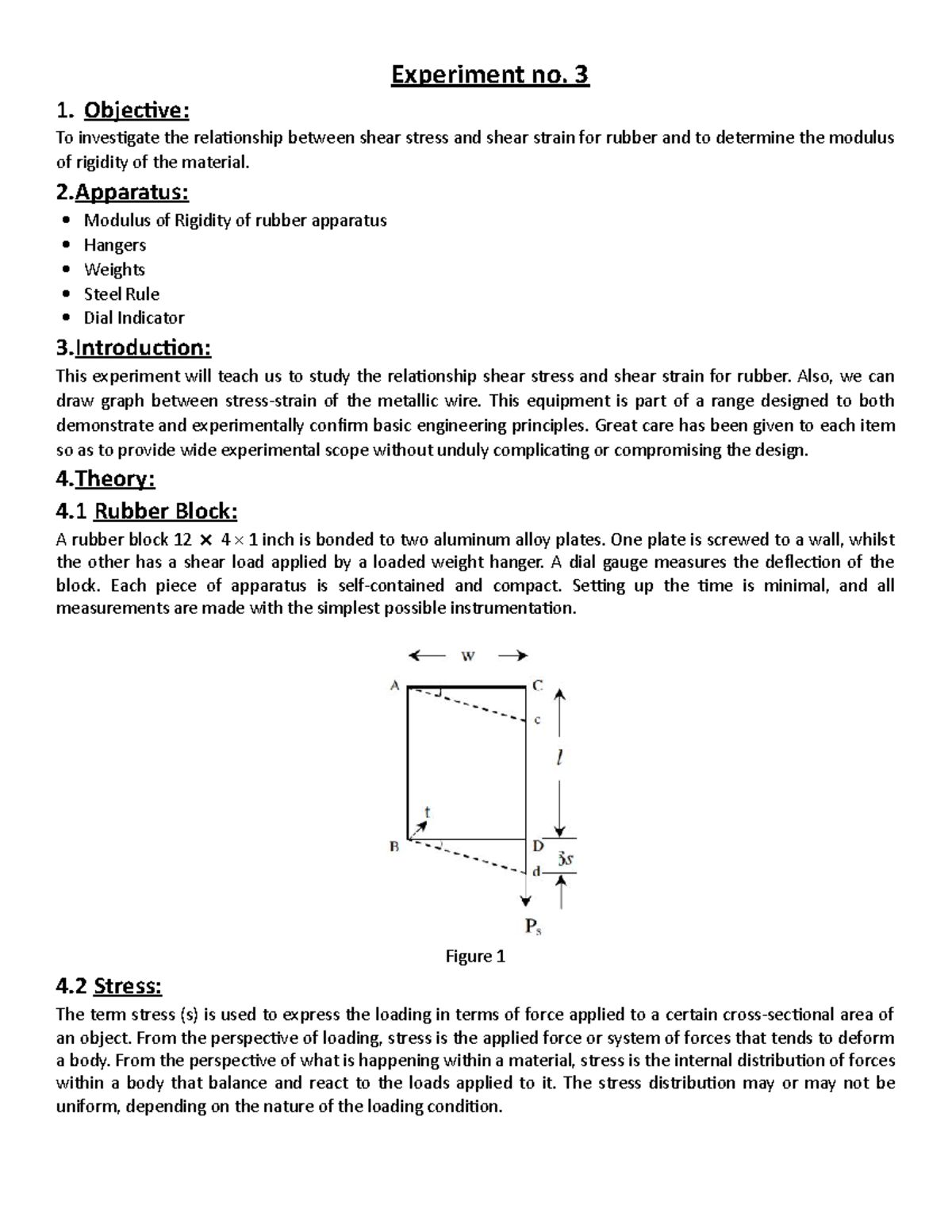 Mechanics of Materials Lab: Experiment 3 - Shear Stress & Strain ...