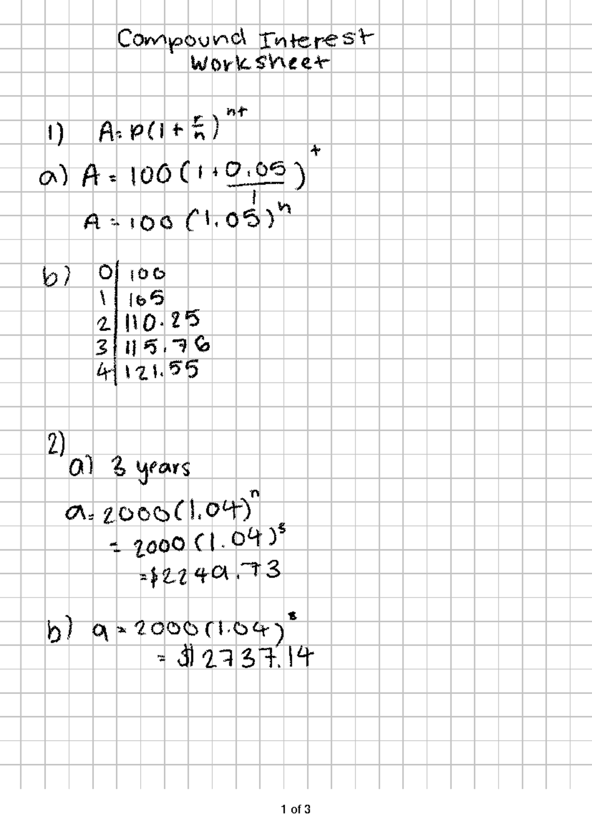 Compound Interest Worksheet (2025) - Practice Problems - Studocu