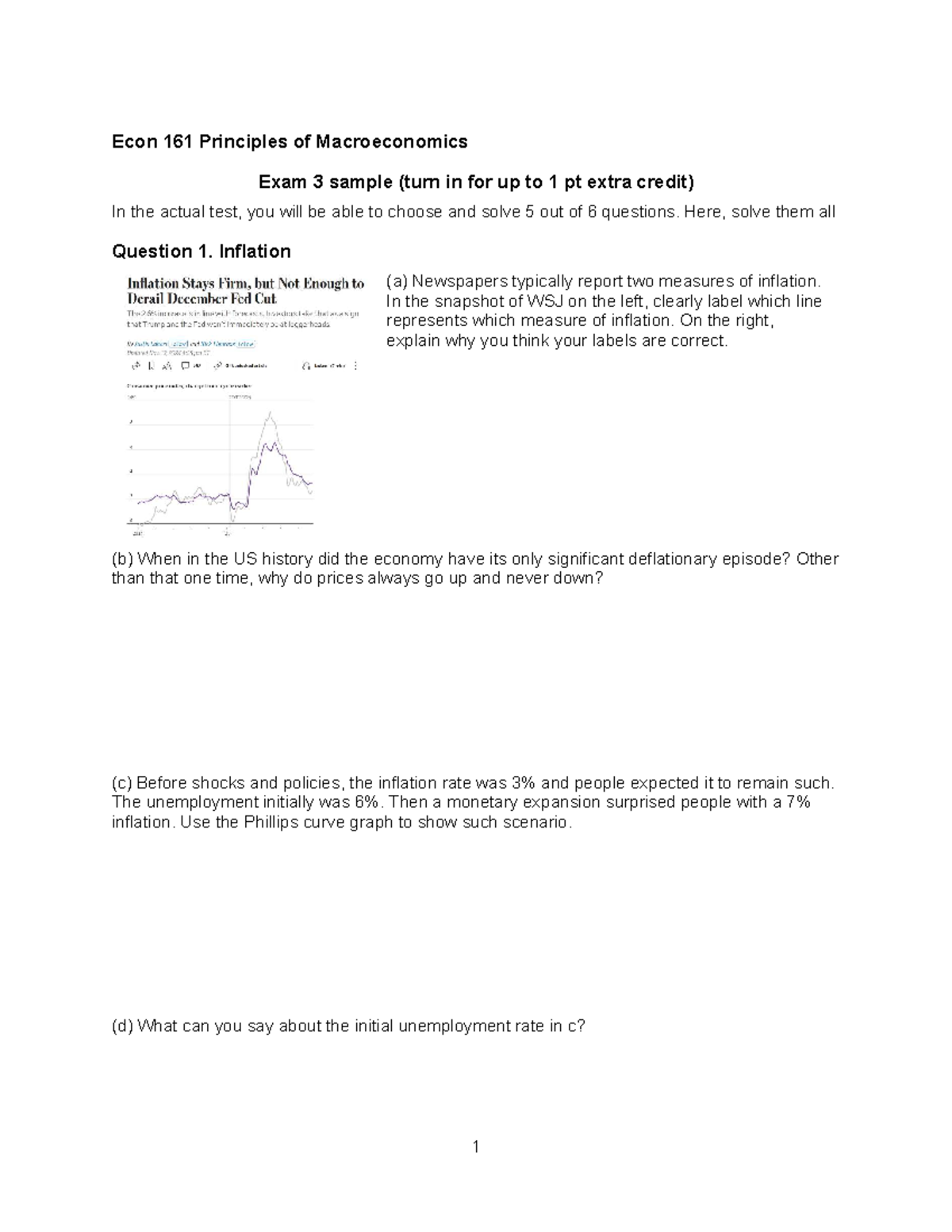 Econ 161: Macroeconomics Exam 3 Sample Questions and Answers - Econ 161 ...