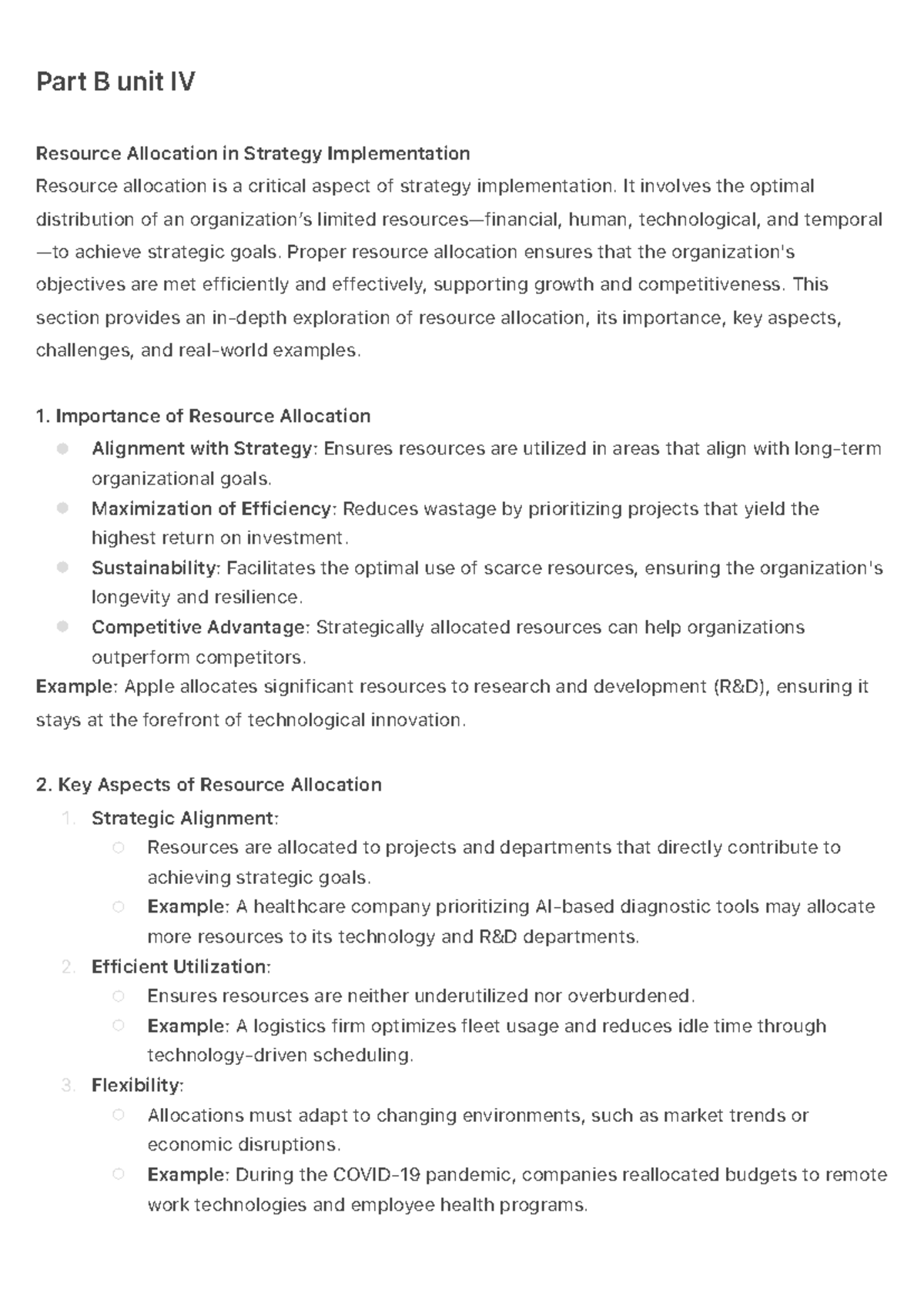 Part B D E F unit IV - It is for strategic management subject unit 4 ...