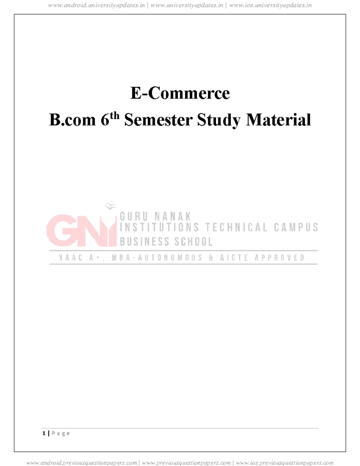 B.Com 6th Sem Study Material: E-Commerce Overview and Insights - Studocu