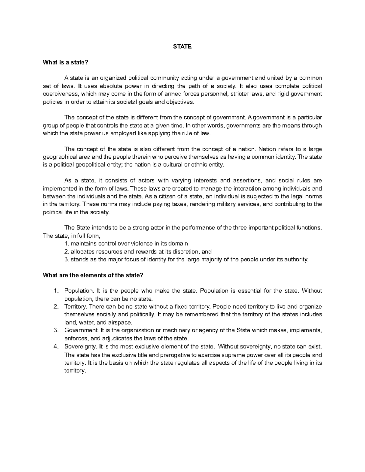 UCSP- Handout 2: Understanding the State and Its Institutions - Studocu