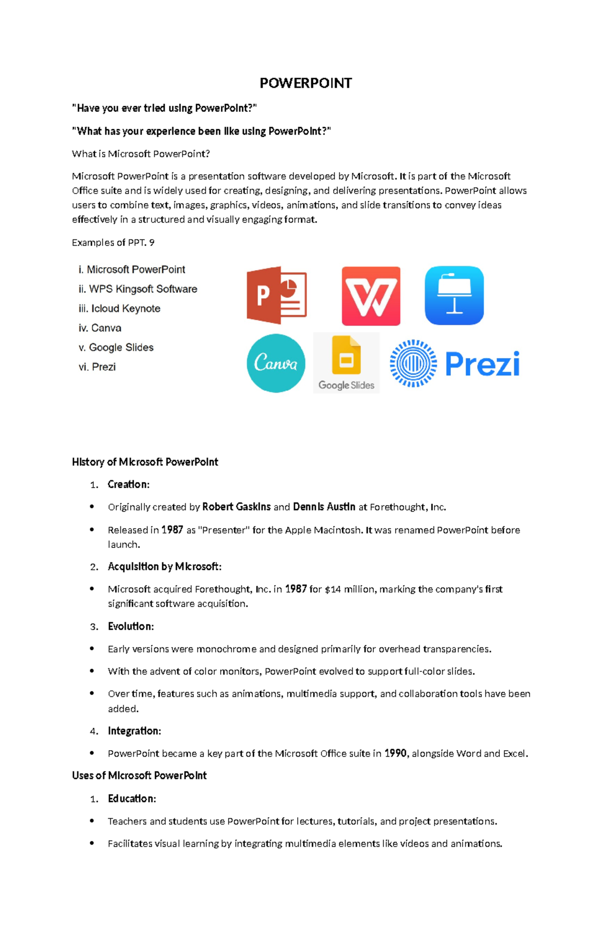 PowerPoint Lesson Overview for Grade 7 Students - Studocu