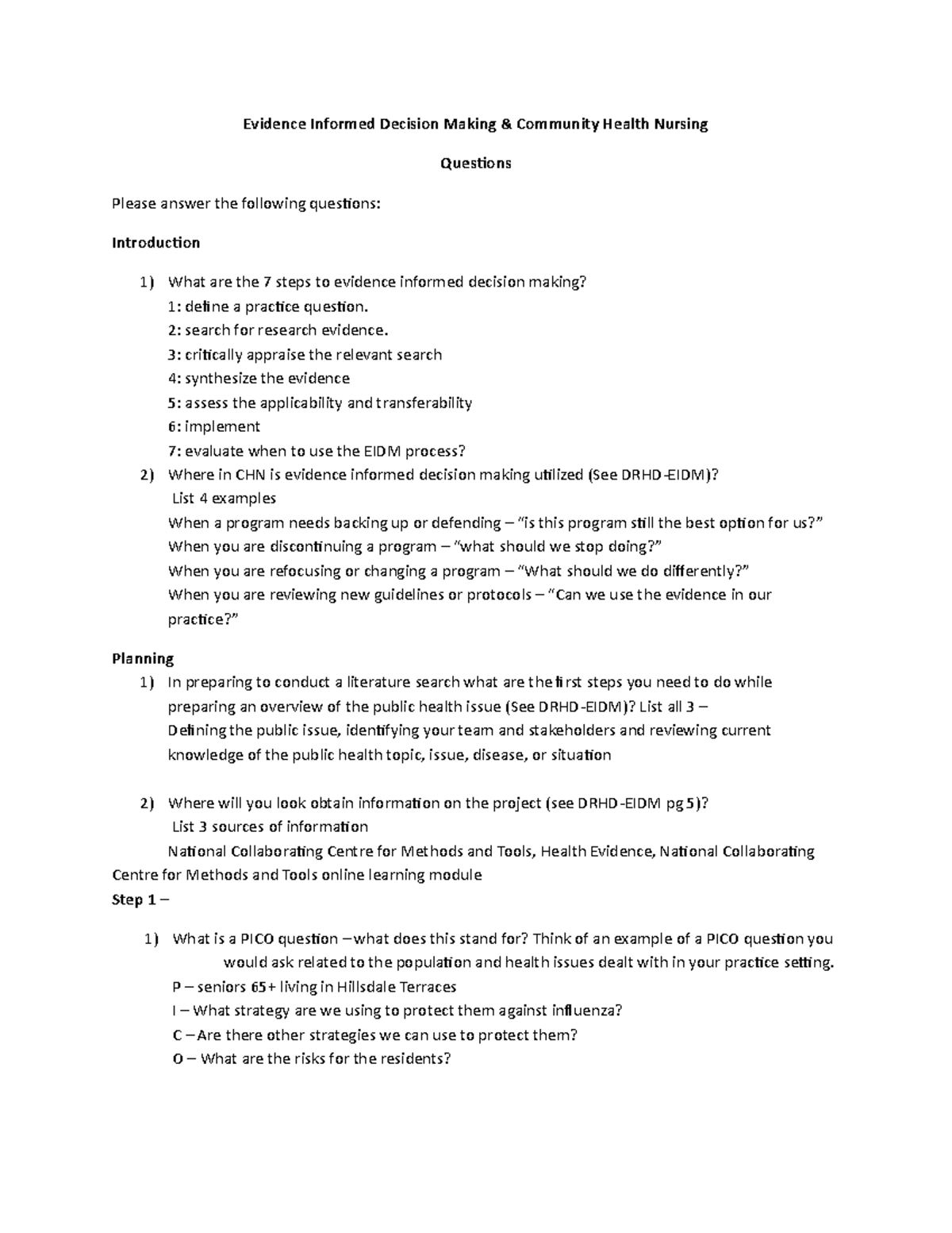 EIDM Questions - EIDM question answers - Evidence Informed Decision ...
