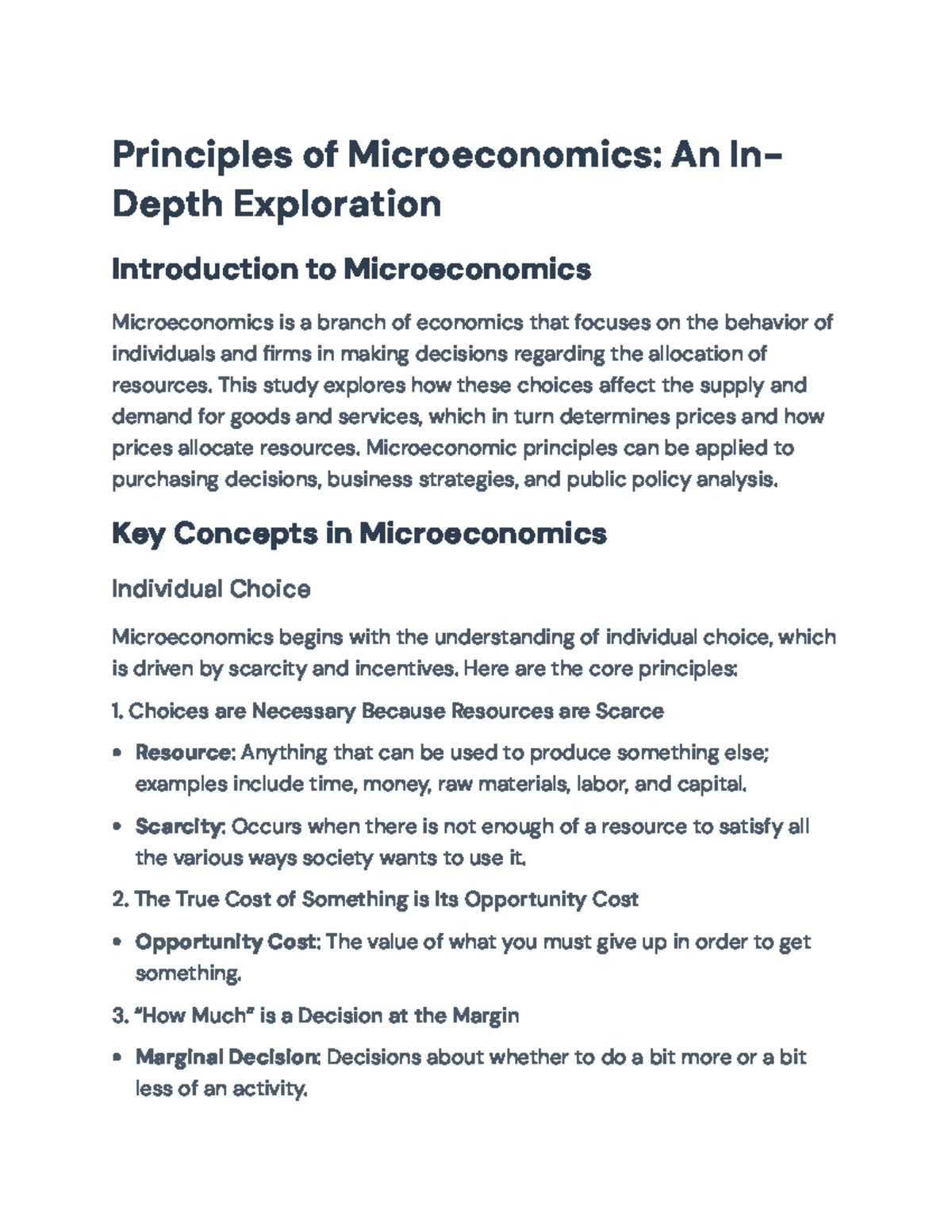 Principles of Microeconomics: Key Concepts and Practical Applications ...