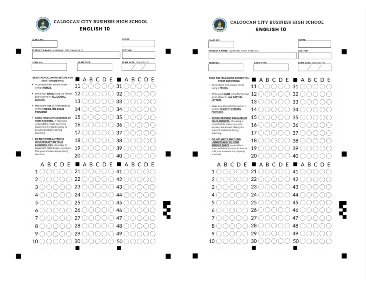 2008 English 10 Exam Instructions and Answer Sheet Guidelines - Studocu