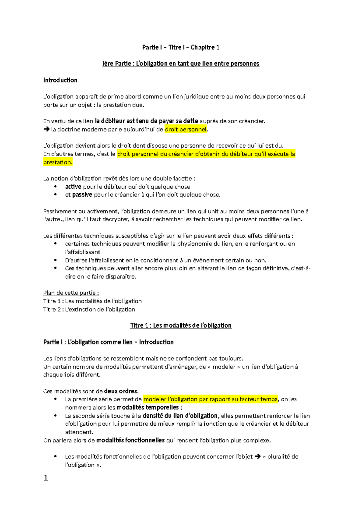 Chapitre 1 - La Relativité de l'Obligation dans le Droit Civil - Studocu