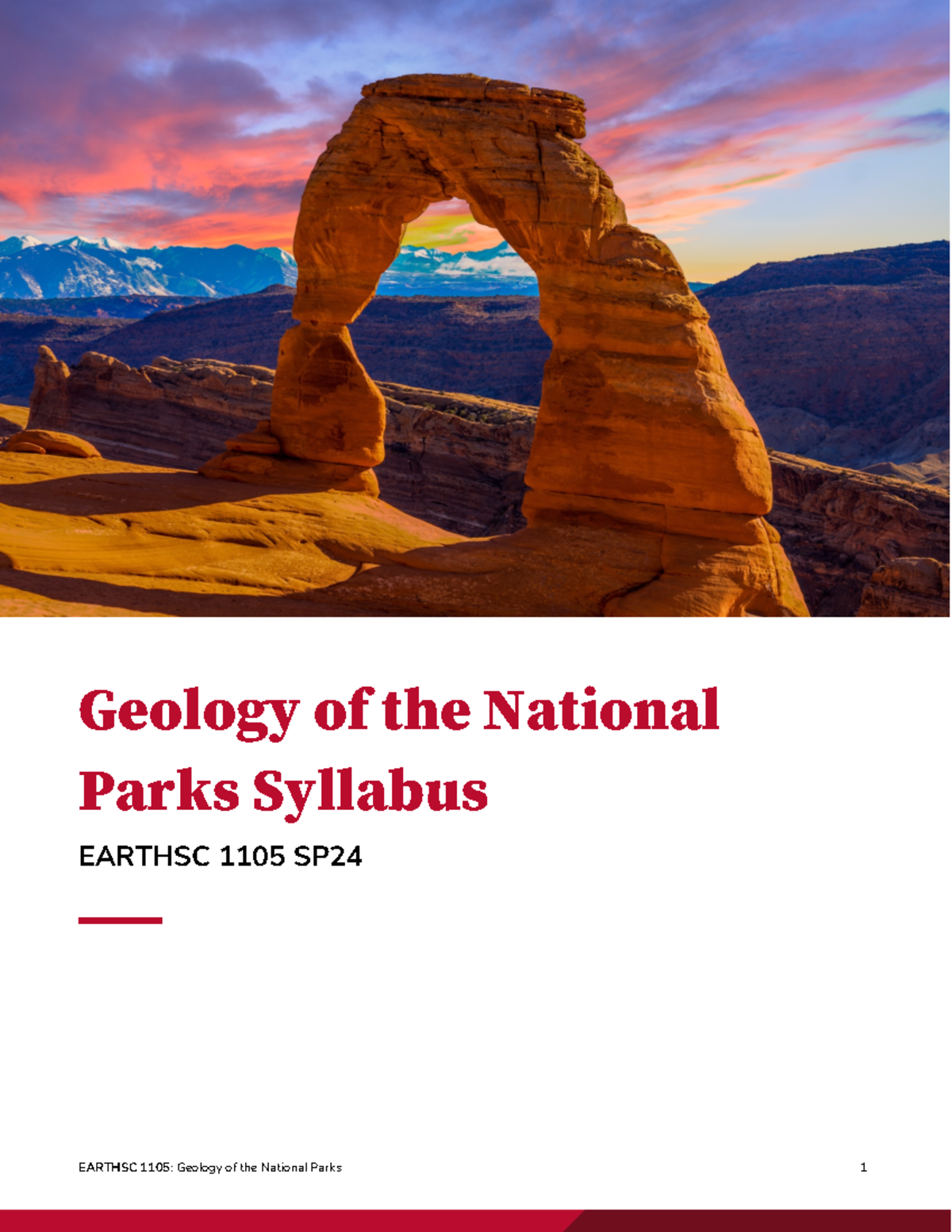 Geology of the National Parks Syllabus - EARTHSC 1105 SP24 Online - Studocu