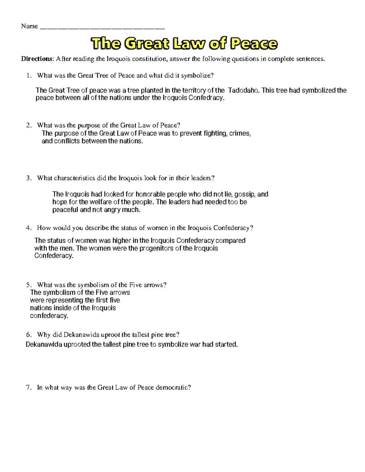 The Great Law of Peace Response 2025: Iroquois Constitution Insights ...