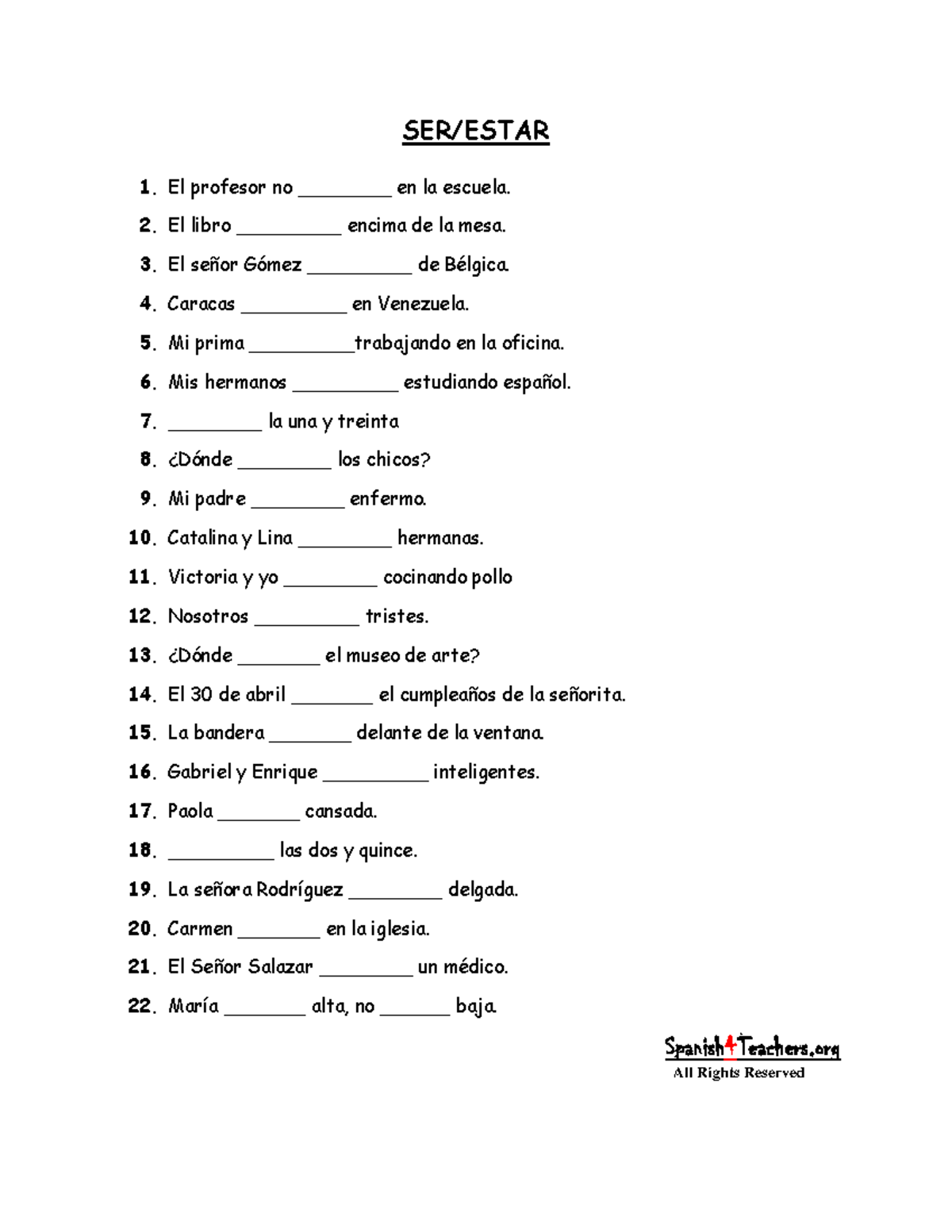 Práctica de Ser y Estar para A1-A2 - Studocu