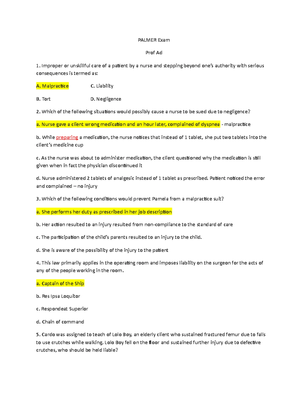 PNLE Palmer - NCLEX-RN Test Bank Practice Questions and Answers - Studocu