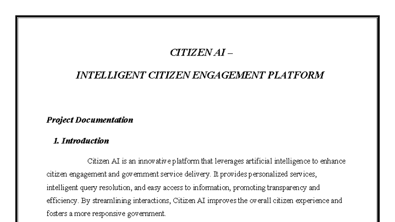 CIT 101: Citizen AI Engagement Platform Project Documentation - Studocu