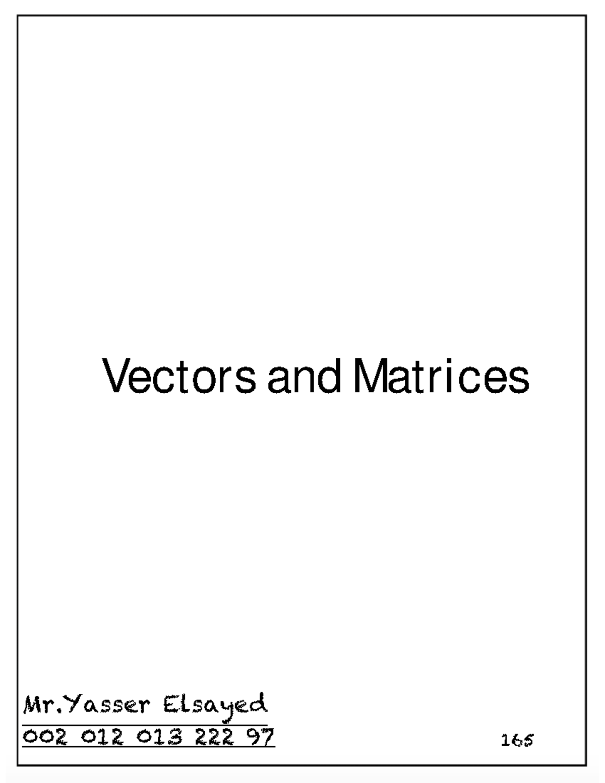 IGCSE Vectors Study Guide (002 012 013) by Mr. Yasser Elsayed - Studocu