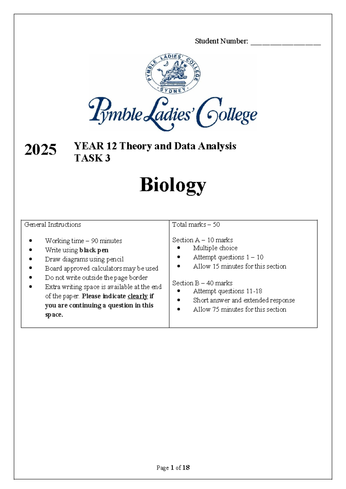 2025 Biology Task 3 - Theory and Data Analysis Exam Guide - Studocu