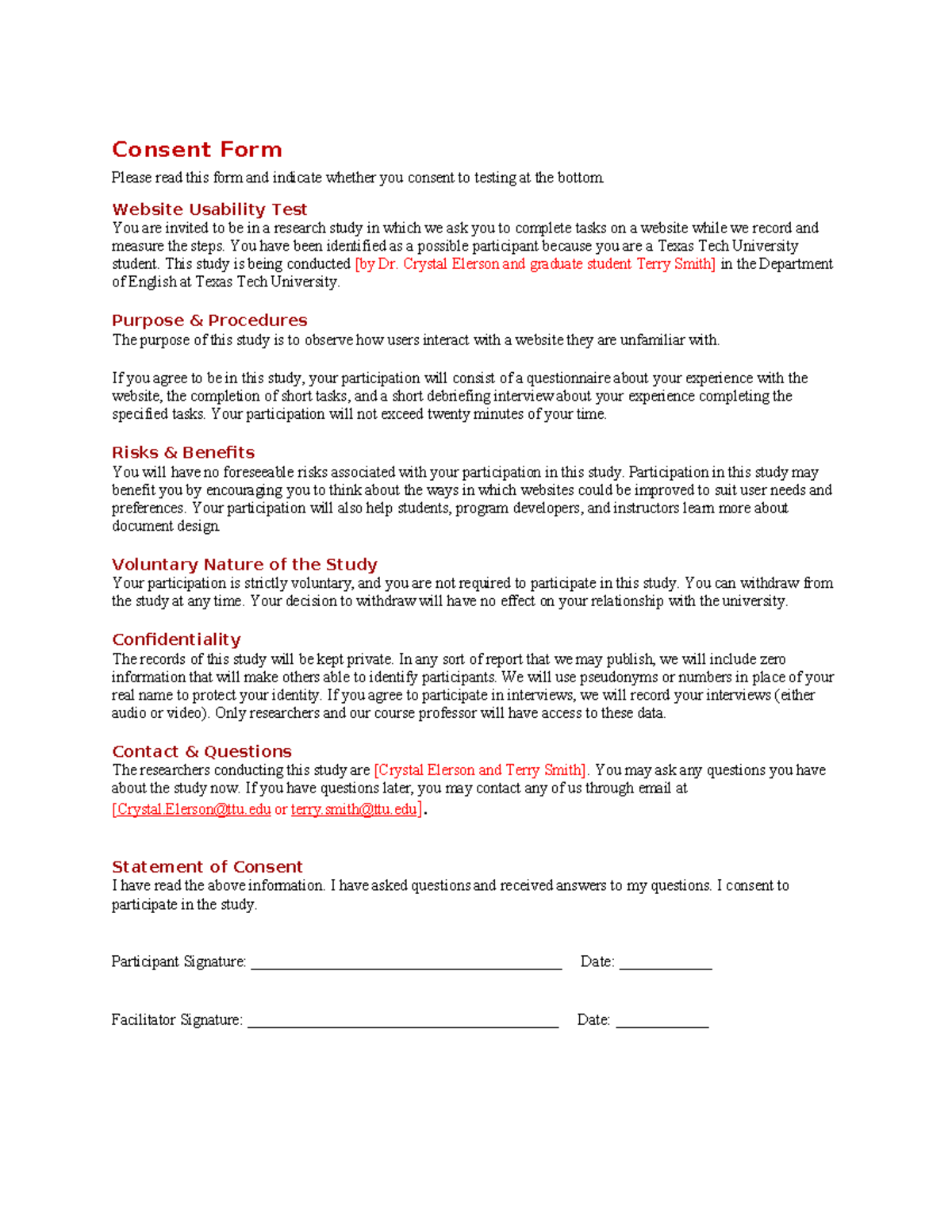 Consent Form Template for Website Usability Study 2311 - Studocu
