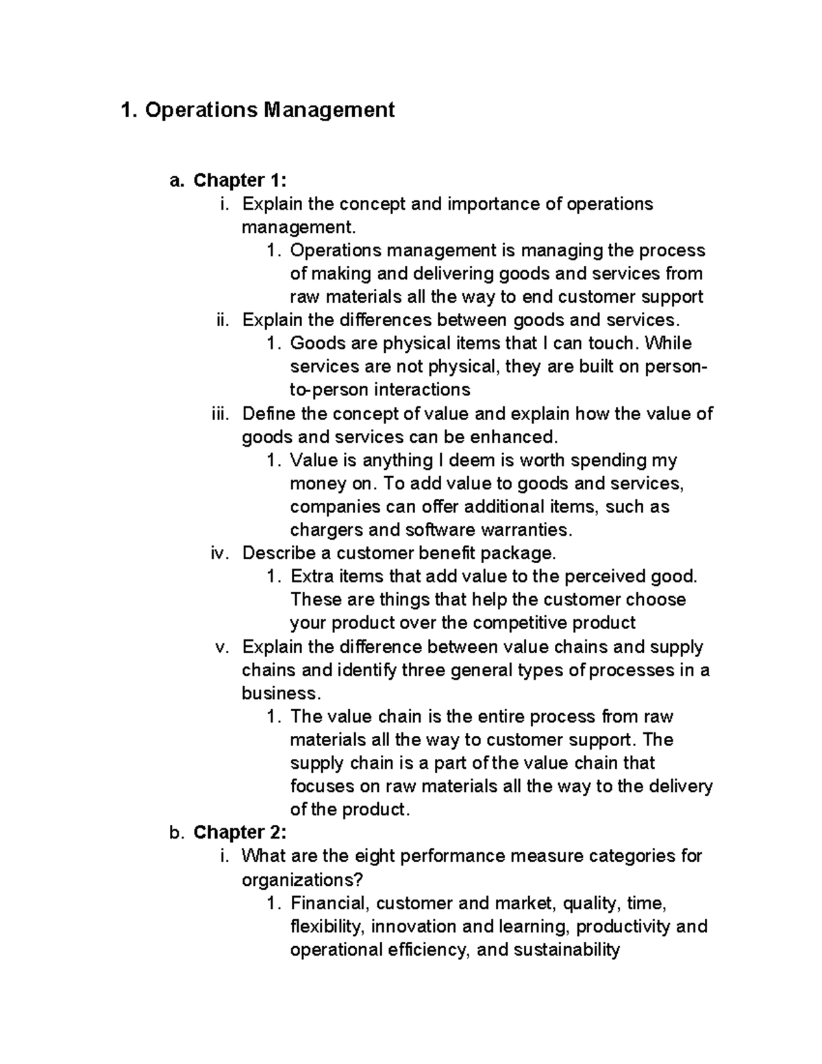 Comp 1 - D464: Operations Management Chapter 1 Study Guide - Studocu