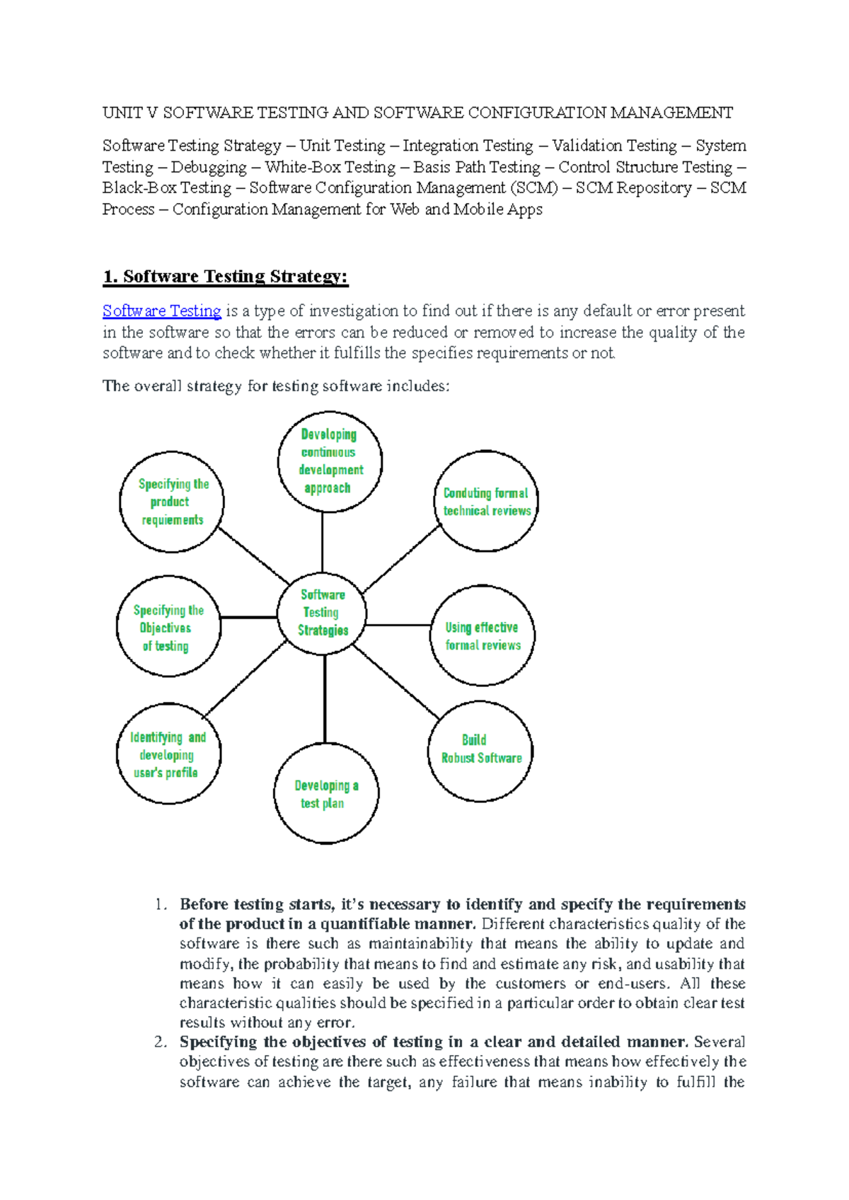 ASE - Unit V: Software Testing & Configuration Management Techniques ...