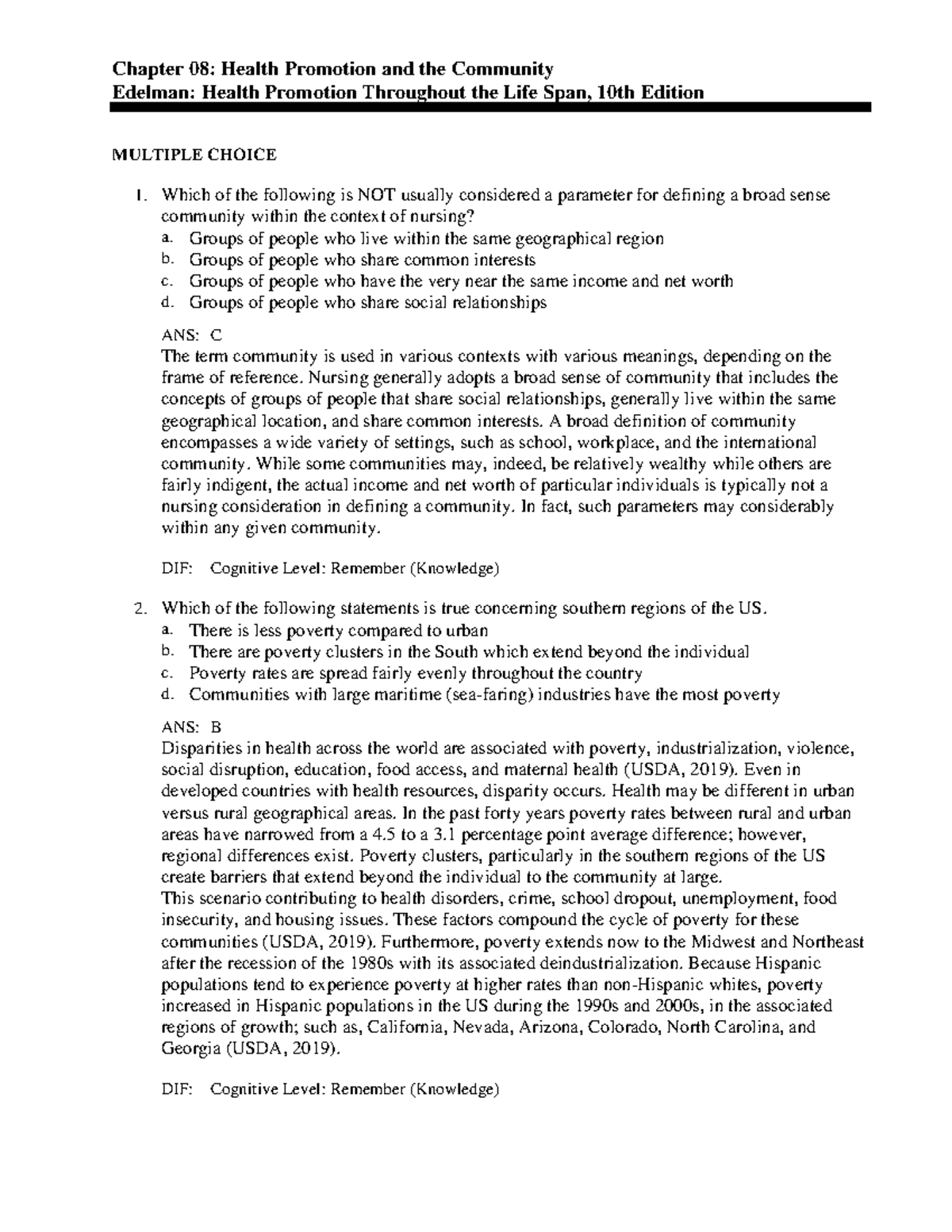 08 - Chapter 08: Health Promotion and the Community Notes - Studocu