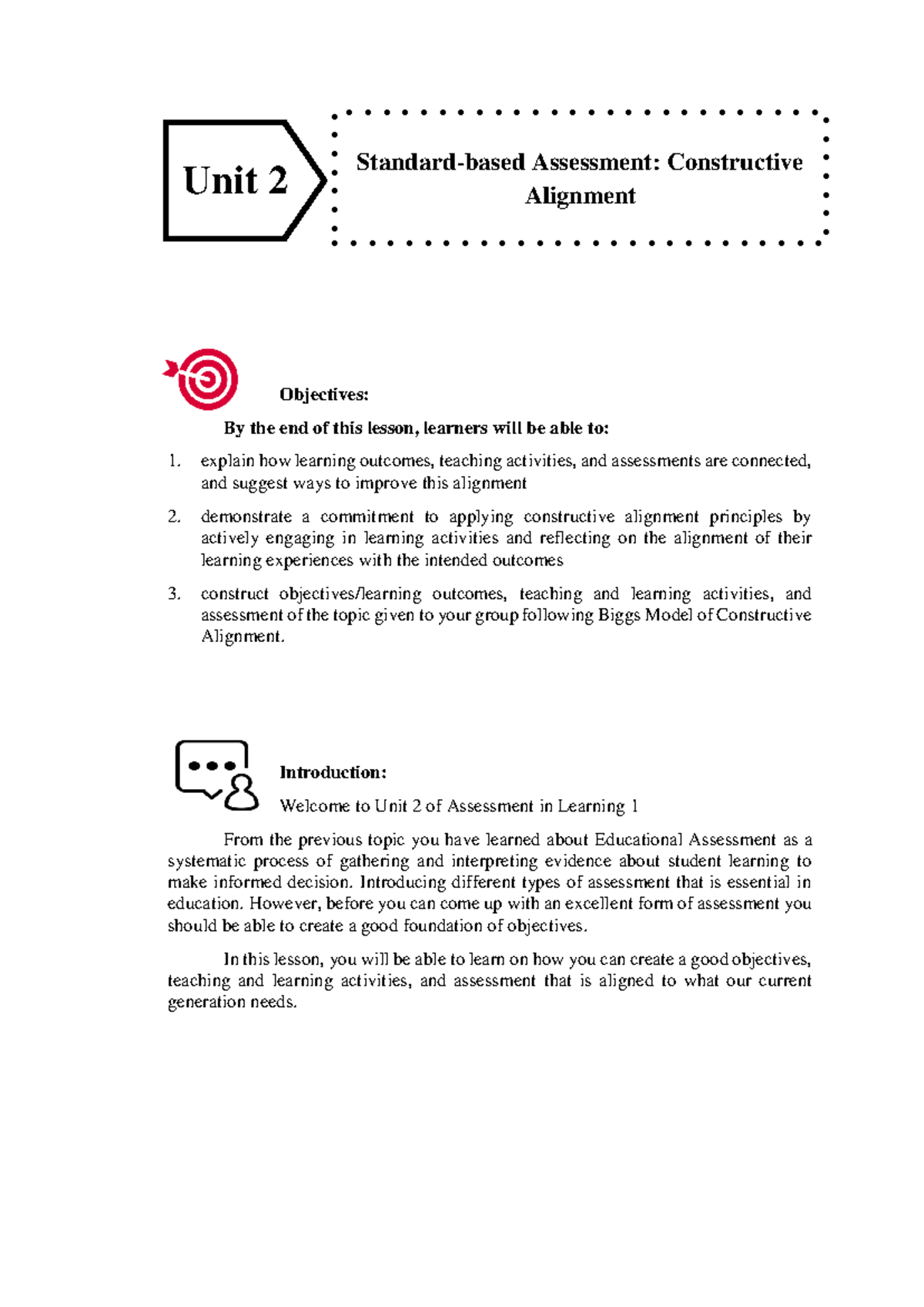 Constructive Alignment Module (Aldaya, Seraspe) - Objectives: By the ...
