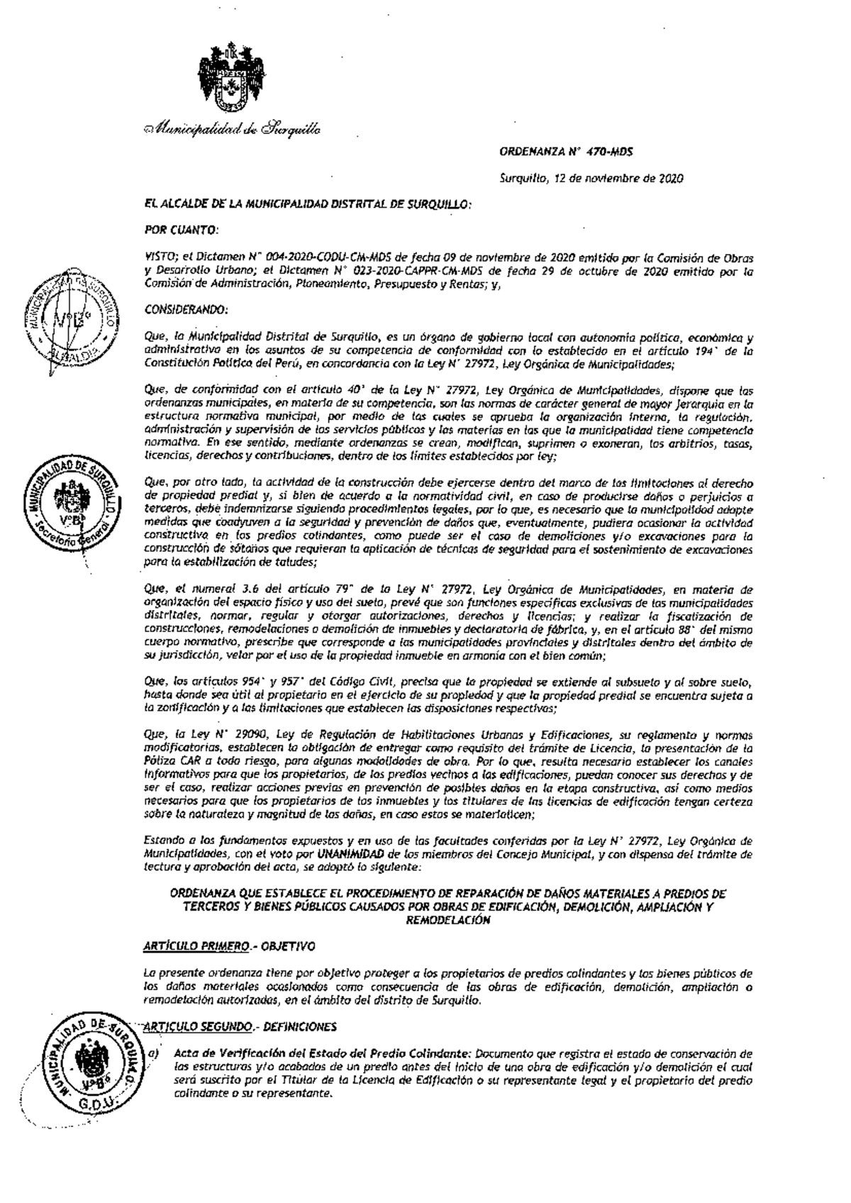 Ordenanza 470-2020 MDS: Procedimiento para Permisos de Interferencia ...