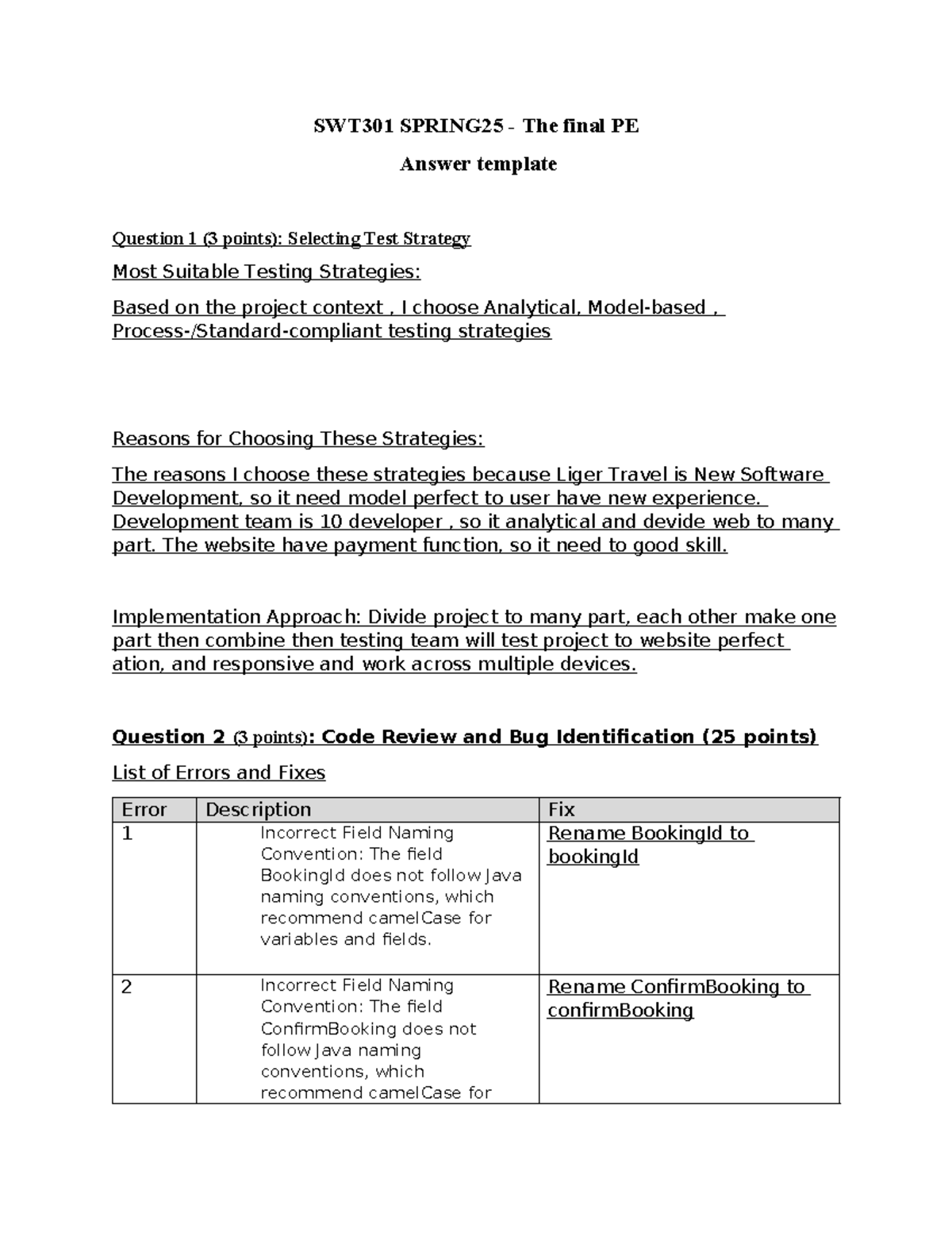 SWT301 SPRING25 Final PE Answer Template and Test Strategy Analysis ...