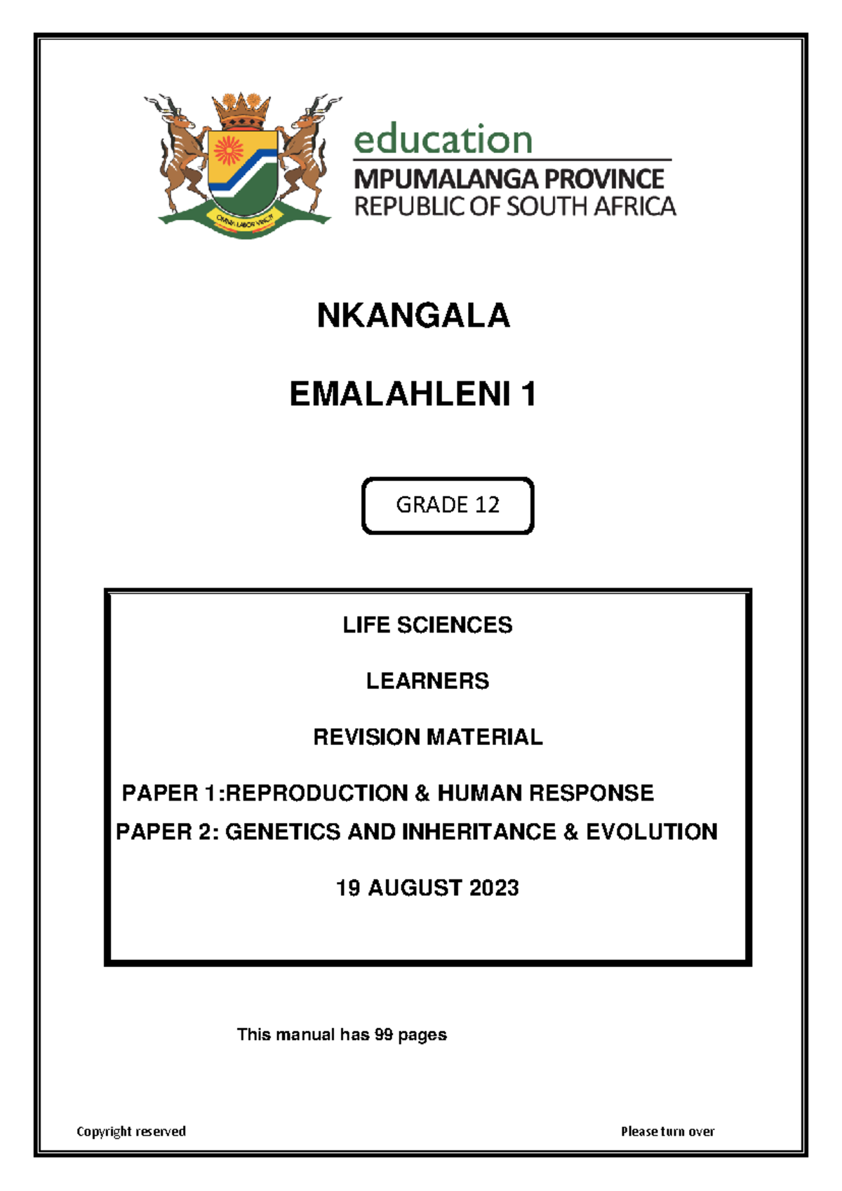 Level 1 & 2 Life Sciences Revision Material: Paper 1 & 2 Exam Guide ...