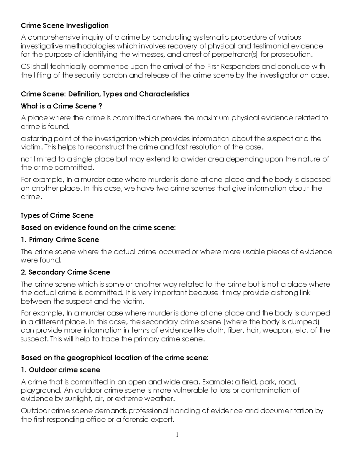 Crime Scene Investigation (CSI): Comprehensive Overview and Techniques ...