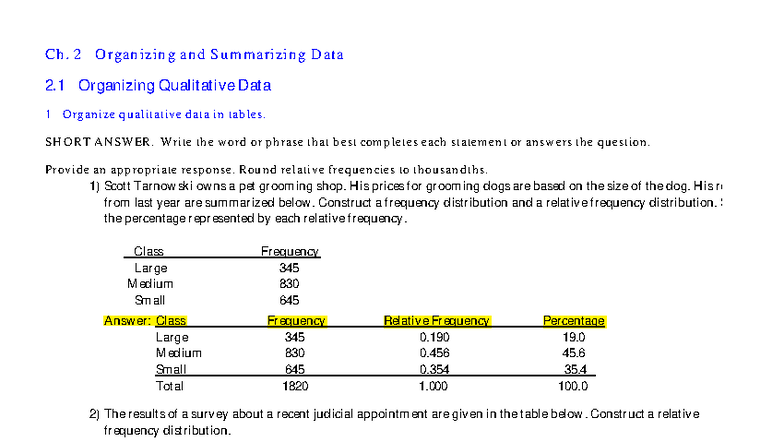Ch. 2 PH333 Organizing & Summarizing Data: Qualitative & Quantitative ...