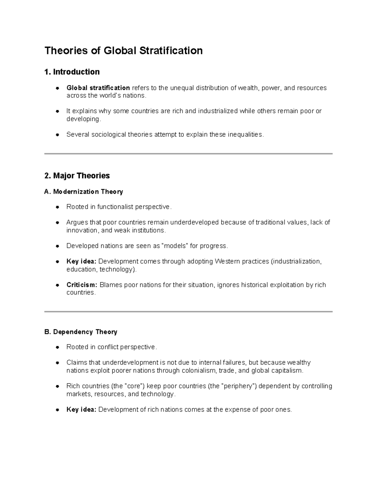 Global Stratification Theories: An Essay Assignment (Course Code ...
