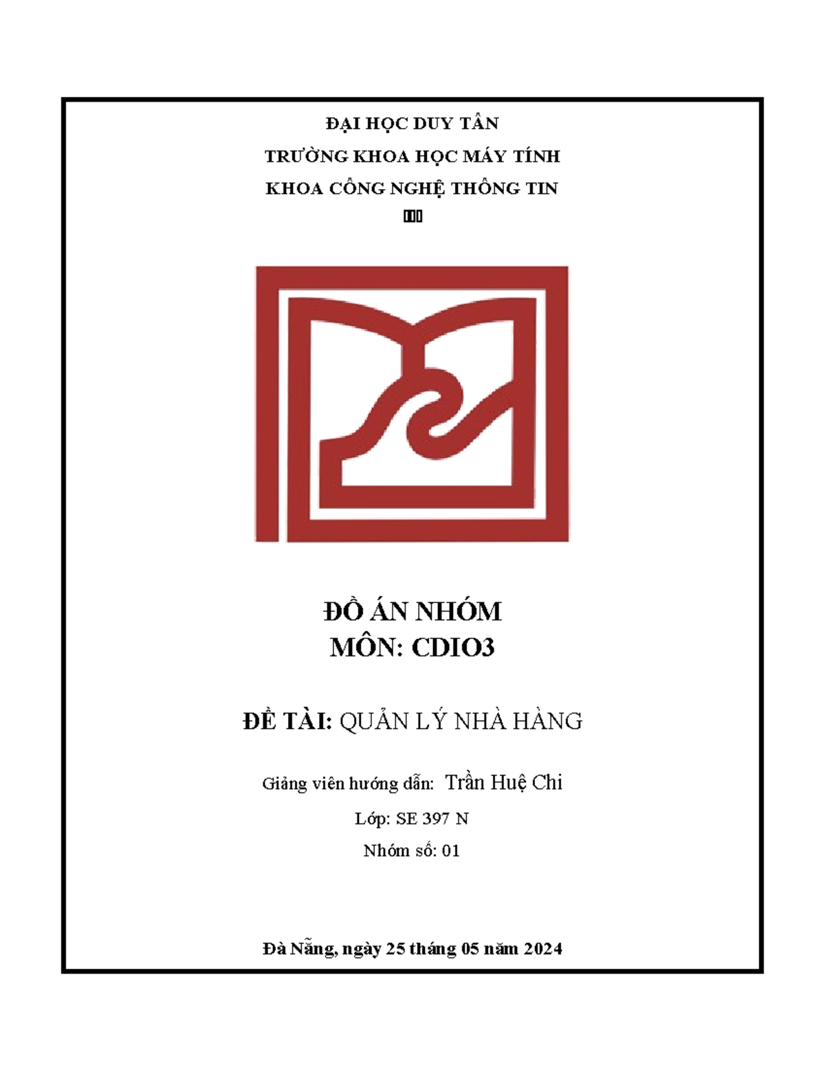 Mẫu cdio - Mẫu cdio không hoàn thiện - ĐẠI HỌC DUY TÂN TRƯỜNG KHOA HỌC ...
